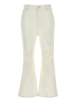 Marni Cotton Denim Jeans With Floral Embellishment - White