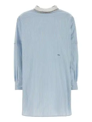 PRADA PRADA Striped Poplin Embroidered Blouse