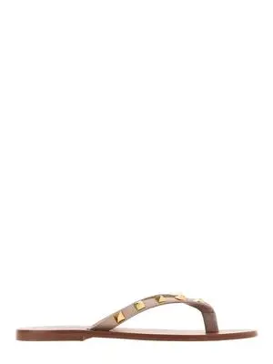 VALENTINO VALENTINO GARAVANI Antiqued Leather Rockstud Thong Slippers