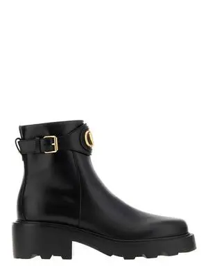 Valentino Garavani Vlogo Signature Leather Ankle Boots - Black