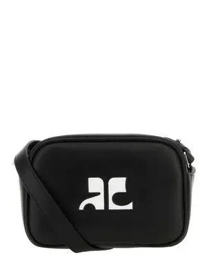COURREGES Leather Shoulder Bag With Silver-tone Hardware - Black