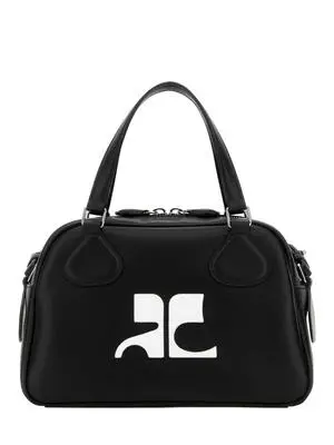 COURREGES Leather Handbag With Silver-tone Hardware - Black