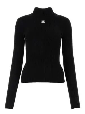 COURREGES Ribbed Turtleneck Sweater - Black