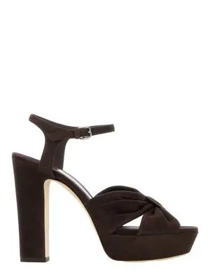 JIMMY CHOO Heloise 120 Suede Platform Sandals - Brown