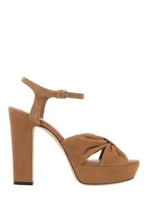 JIMMY CHOO Jimmy Choo Heloise 120 Suede Platform Sandals Camel