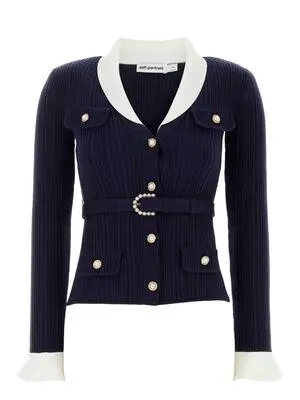 SELF-PORTRAIT SELF-PORTRAIT Textured Knit Cardigan With Detachable Belt