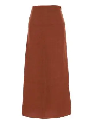 Le Kasha Linen Haifal Skirt - Red