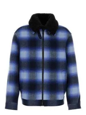 BALENCIAGA BALENCIAGA Checked Wool Bomber Jacket With Embroidered Accents