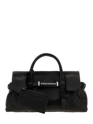 Dsquared2 Mini Leather Handbag With Silver-tone Hardware - Black