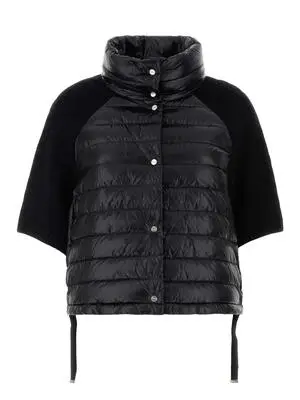 Herno Down-padded Nylon Jacket With Wool Detailing - Black