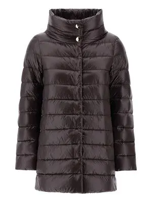 Herno Long Quilted Puffer Coat With Stand Collar - Moro