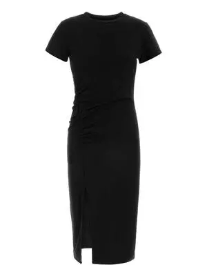 ANINE BING Vida T-shirt Dress With Ruched Detailing And Slit - Black