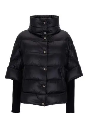 Herno Quilted Puffer Cape Jacket With Stand Collar - Nero