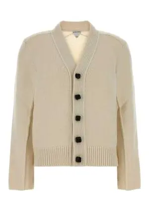 BOTTEGA VENETA Bottega Veneta Ivory Wool Blend Shawl Collar Cardigan