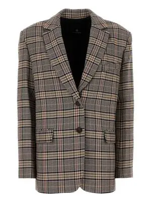 ANINE BING Embroidered Jacquard Quinn Blazer - Checked