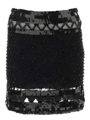 Alberta Ferretti Embellished Mesh Mini Skirt - Black