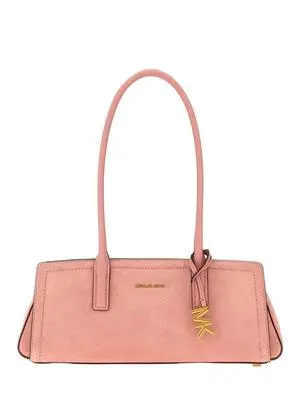 Michael Kors Suede Shoulder Handbag With Golden Hardware - Pink
