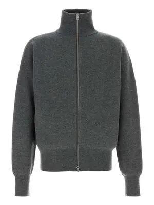 Extreme Cashmere Zip-up High Neck Cashmere Cardigan - Grey