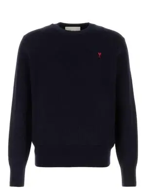 AMI Paris 100% Merino Wool Crew Neck Sweater - Blue
