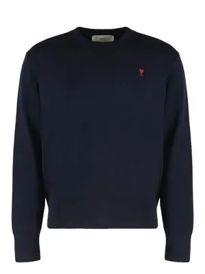AMI Paris AMI 100% Merino Wool Crew Neck Sweater Blue