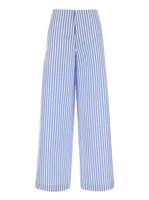 Philosophy Di Lorenzo Serafini Striped Poplin Wide Leg Trousers - Stripped