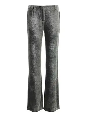 Alberta Ferretti Velvet Wide-leg Trousers - Silver