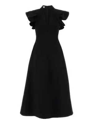 Moschino Inspired T-shirt Dress With Ruffled Sleeves - Black