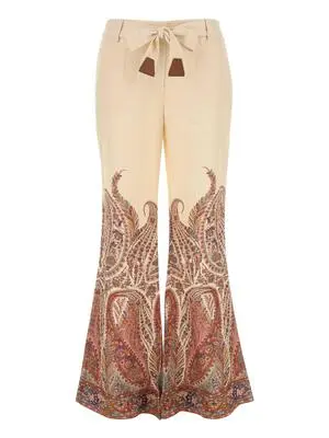 Zimmermann ZIMMERMANN Rhiannon Linen Flare Pants With Paisley Print Printed