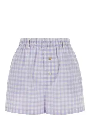 Moschino MOSCHINO Embroidered Cotton Gingham Shorts Checked