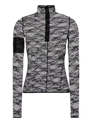 COURREGES Lace Zip-up Top - Black