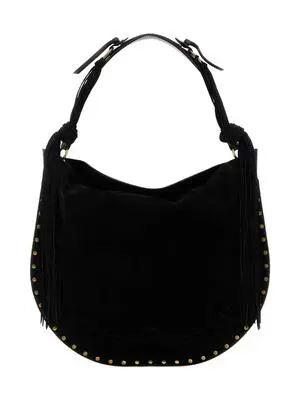 Isabel Marant Étoile Oskan Suede Shopping Handbag With Antiqued Golden Hardware - Black