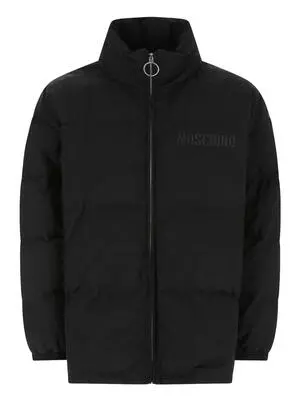Moschino Padded Nylon Zip-up Jacket With Stand Collar - Black