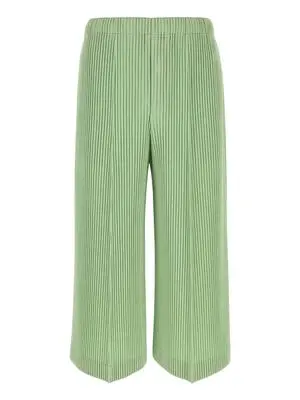 Issey Miyake Homme Plissé Pleated Polyester Pants - Green