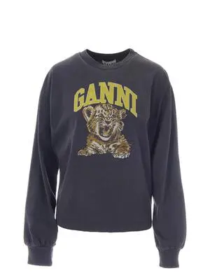 GANNI GANNI Graphic Crewneck Sweatshirt Phantom