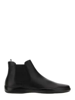 Prada Leather Chelsea Boots - Black