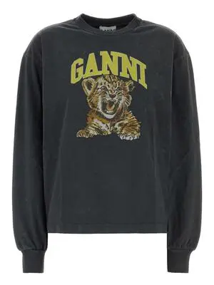 GANNI GANNI Oversized Graphic T-Shirt Grey