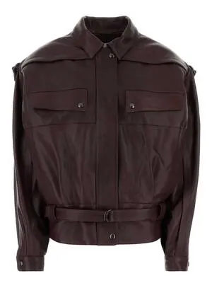 Magda Butrym MAGDA BUTRYM Oversized Leather Jacket Burgundy