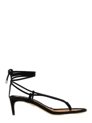 Dsquared2 Twin Thong Suede Sandals With 5 Cm Heel - Black