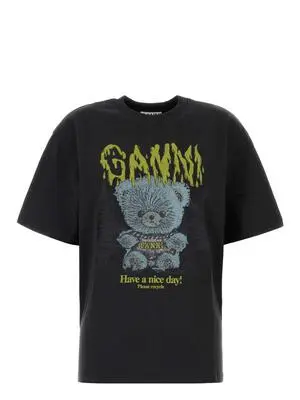 GANNI GANNI Oversize Cotton T-Shirt Grey