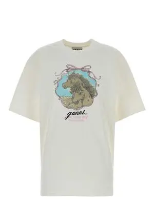 GANNI GANNI Oversize Cotton T-Shirt With Graphic Print White