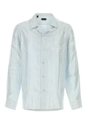 TOM FORD Tom Ford Embroidered Satin Striped Shirt Stripped