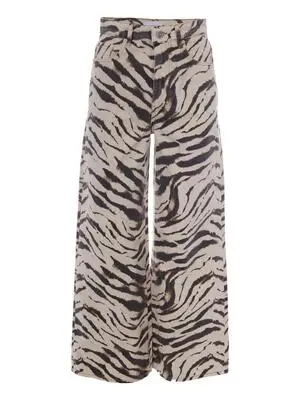 GANNI GANNI Wide-Leg Zebra Print Trousers