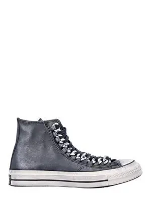 CONVERSE Leather High-top Sneakers With Chain Detailing - Nero