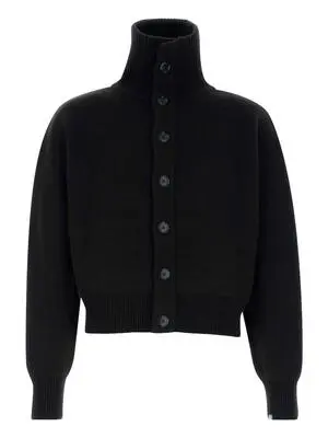 Extreme Cashmere Ribbed High Neck Cardigan - Black