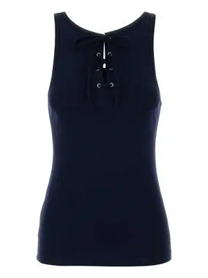 Prada Cotton Lace-up Tank Top - Blue