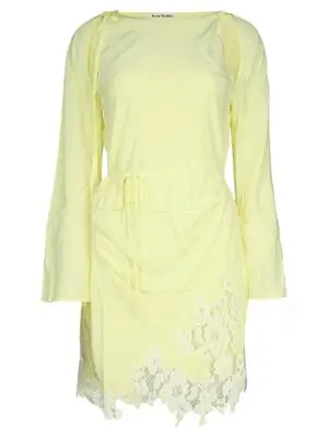 Acne Studios Viscose Popover Dress With Lace Trim - Fluoyellow