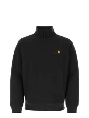 Carhartt Work In Progress Cotton-blend American Script Half-zip Sweatshirt - Black