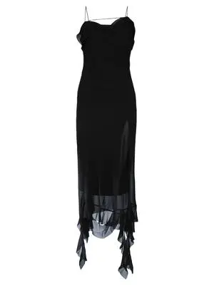 Acne Studios Maxi Gown With Draped Silhouette And Ruffled Hem - Black