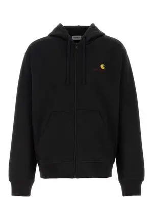 Carhartt Work In Progress American Script Zip-up Hooded Sweat Jacket - Black