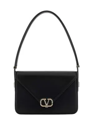 Valentino Garavani VALENTINO GARAVANI VLogo Leather Shoulder Handbag Black